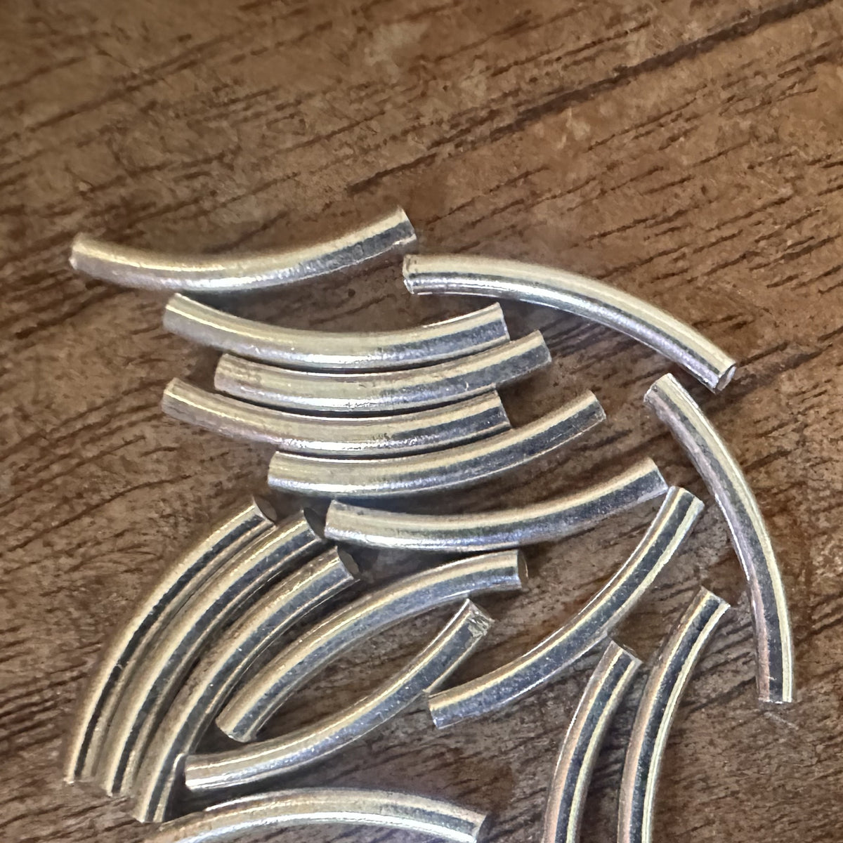 17pcs - 2x18mm Karen Hill Tribe Pure Silver Hollow Curved Tubes [SHT-2 ...