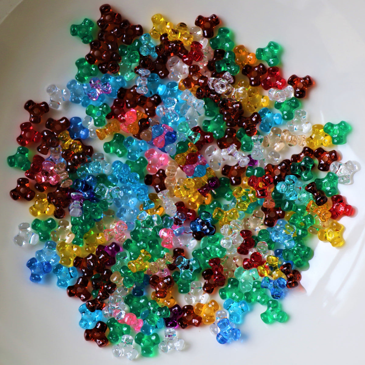 247pcs - 50g - 10mm Multi-Coloured Plastic Transparent Tri-Beads [PL-2 ...