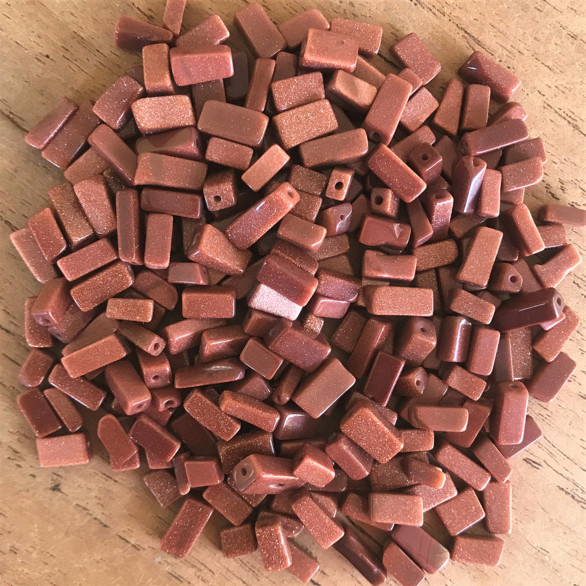 200pcs – 4x4x10mm Square Goldstone Cylinder Glass Beads [SP-34 ...