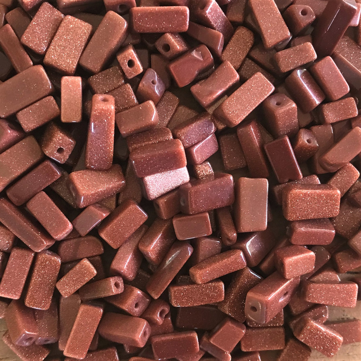 200pcs – 4x4x10mm Square Goldstone Cylinder Glass Beads [SP-34 ...