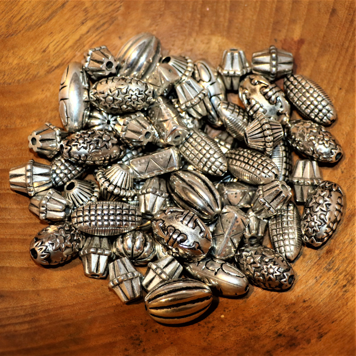 100g – 14-35mm Unique Skin Beads - Sterling Silver Over Nylon [SON-1 ...